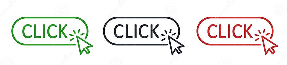 Click Button with Arrow Pointer Clicking. Click Here Web Button. Isolated Website Arrow Clicking ...