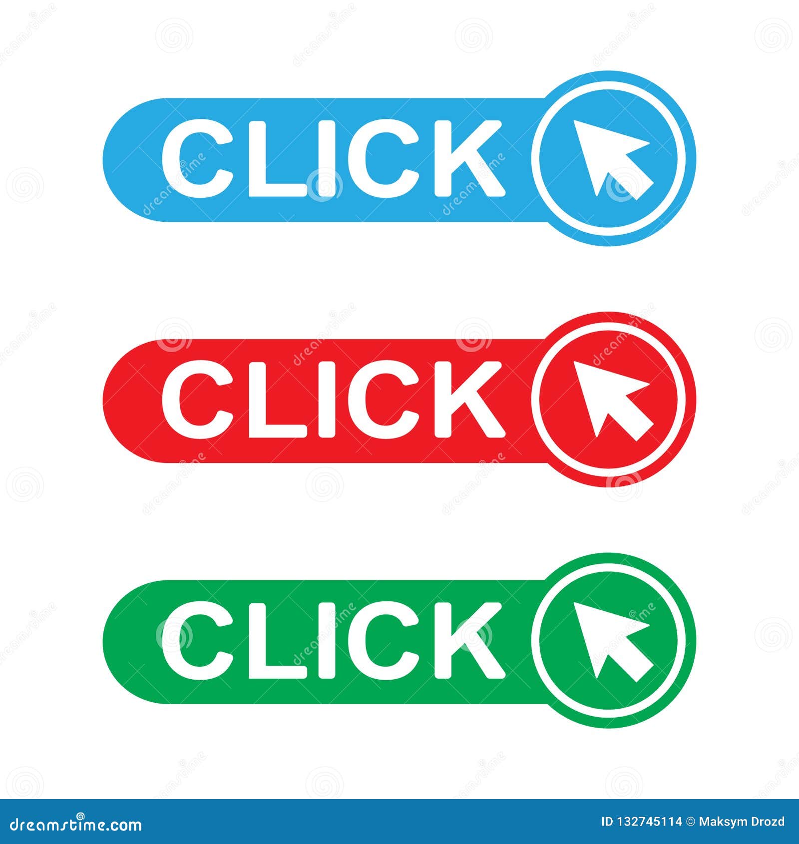 Click Button with Arrow Pointer Stock Vector - Illustration of color ...