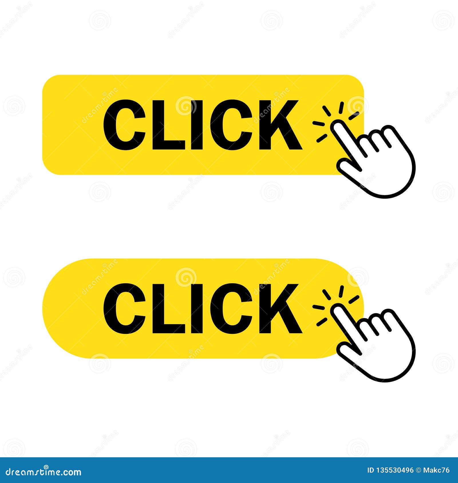 Click button with hand stock vector. Illustration of hand - 135530496