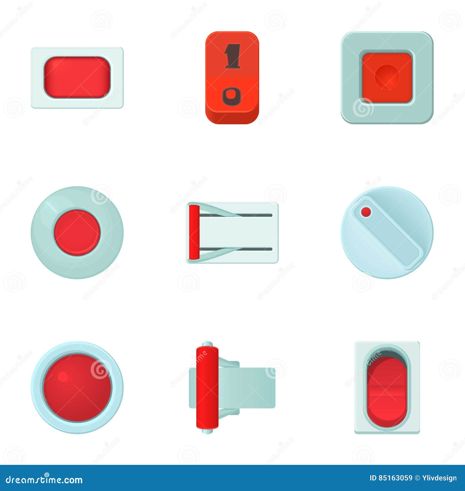 Click Button Icons Set, Cartoon Style Stock Vector - Illustration of ...