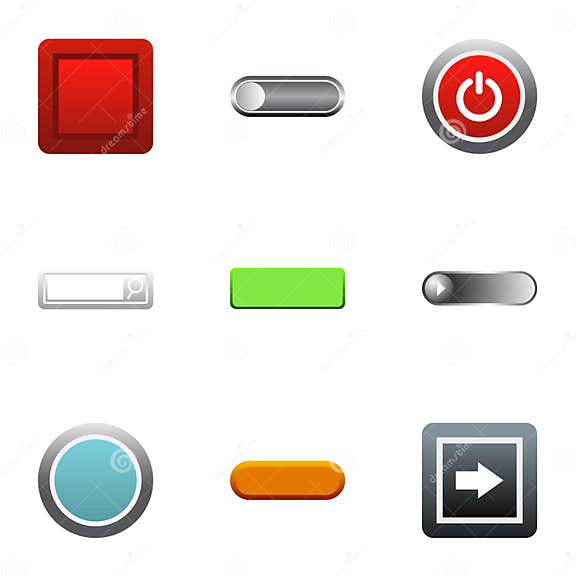 Click Button Icons Set, Flat Style Stock Vector - Illustration of paint ...