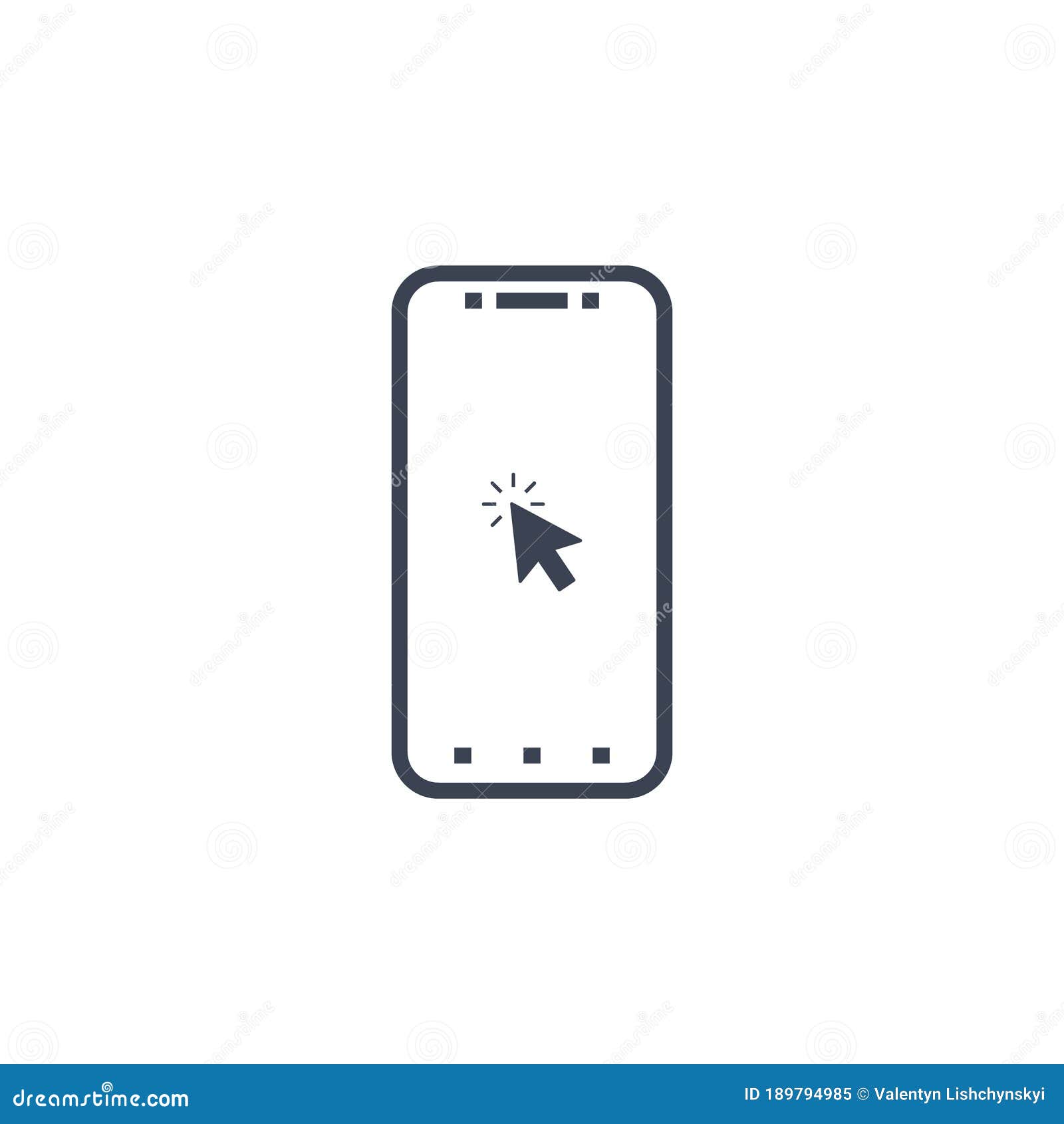 Click Button on Screen Smartphone. Vector Symbol in Flat Style Stock ...