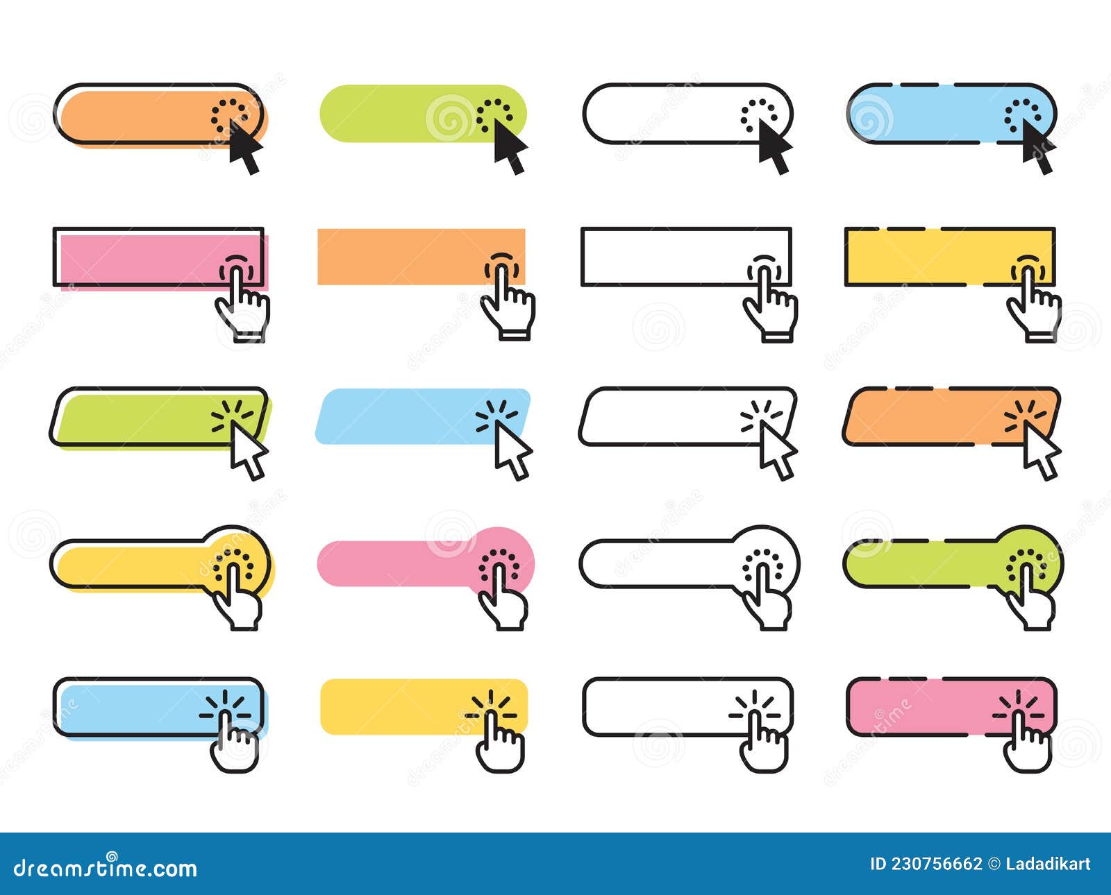 Click Buttons. Clicked Button, Website Buy Interface Elements Stock ...