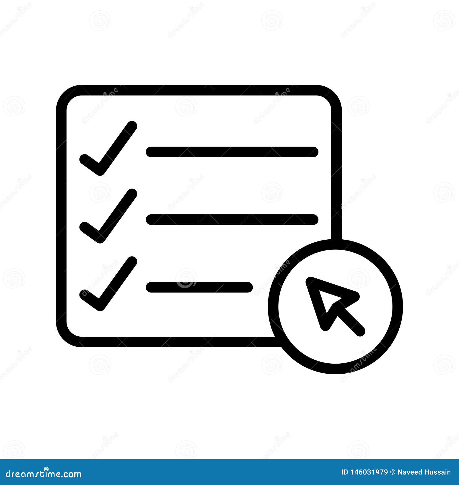 Click Checklist Thin Line Vector Icon Stock Vector - Illustration of ...