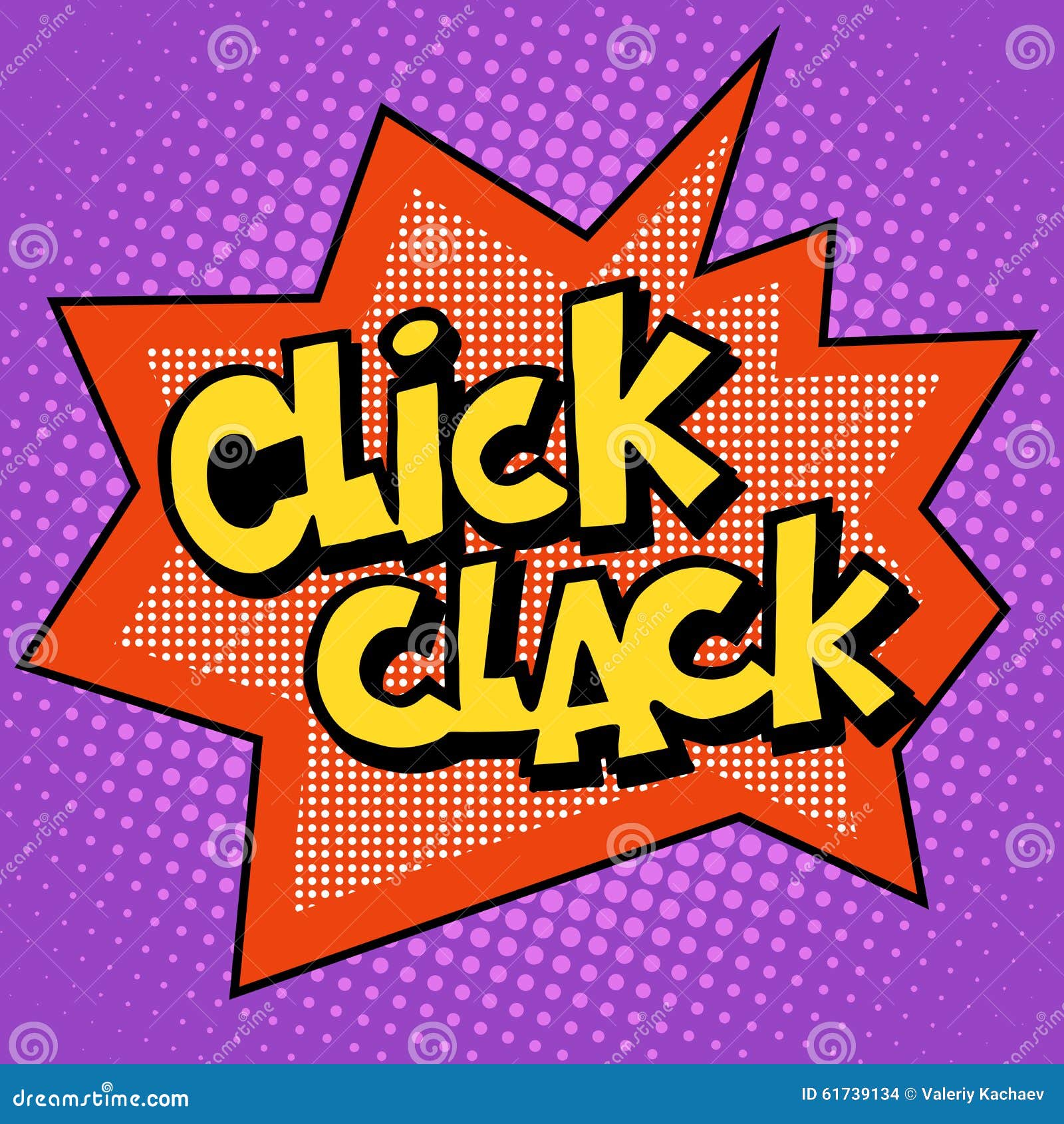Click Clack Inscription Style Comic Books Stock Vector - Illustration ...