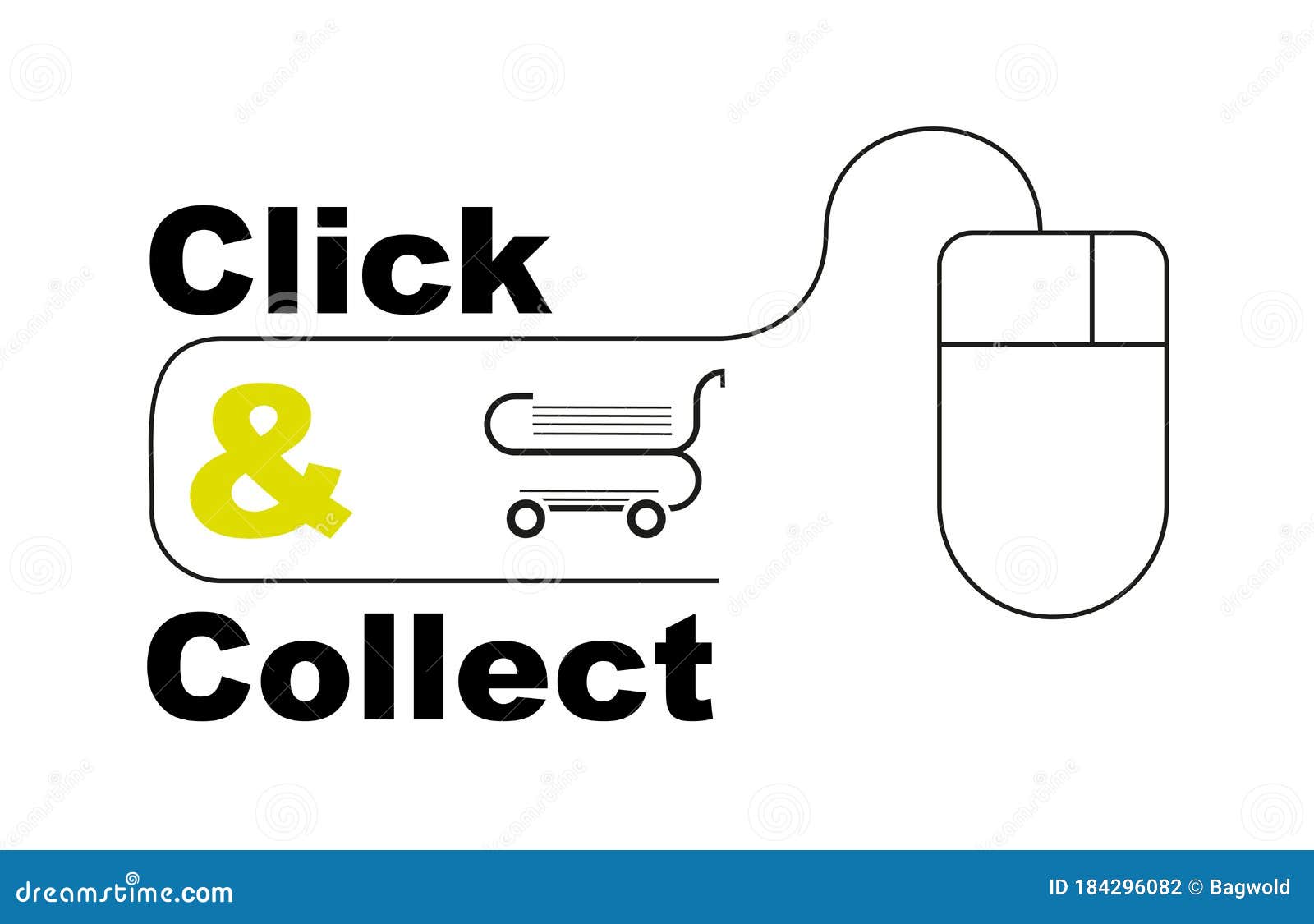 Click and Collect Internet Shopping Concept Vector Drawing Stock ...