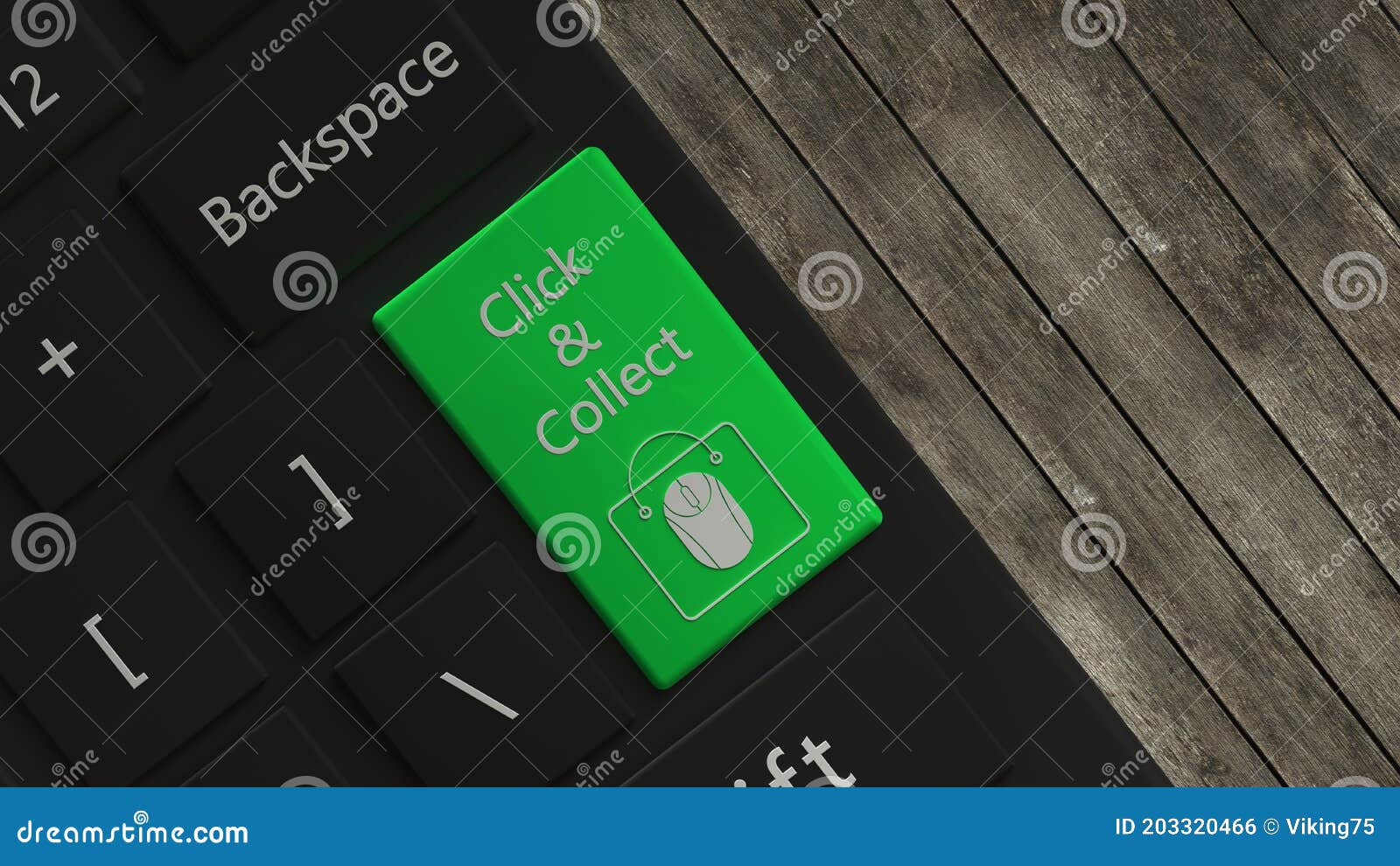 Click and Collect Laptop Keyboard Green Enter Key Stock Illustration ...