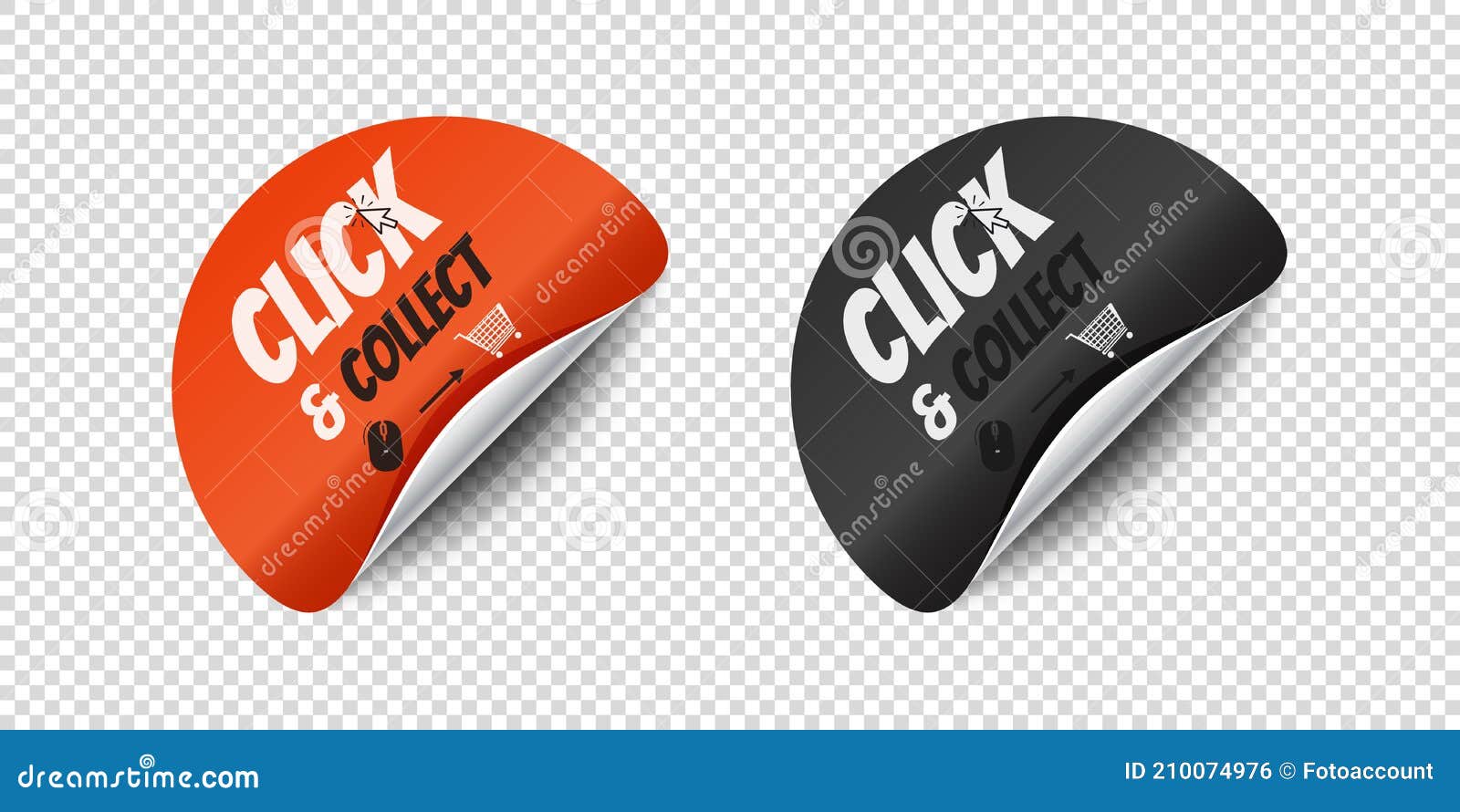 Click and Collect Sticker with Rounded Corner - Vector Illustrations ...