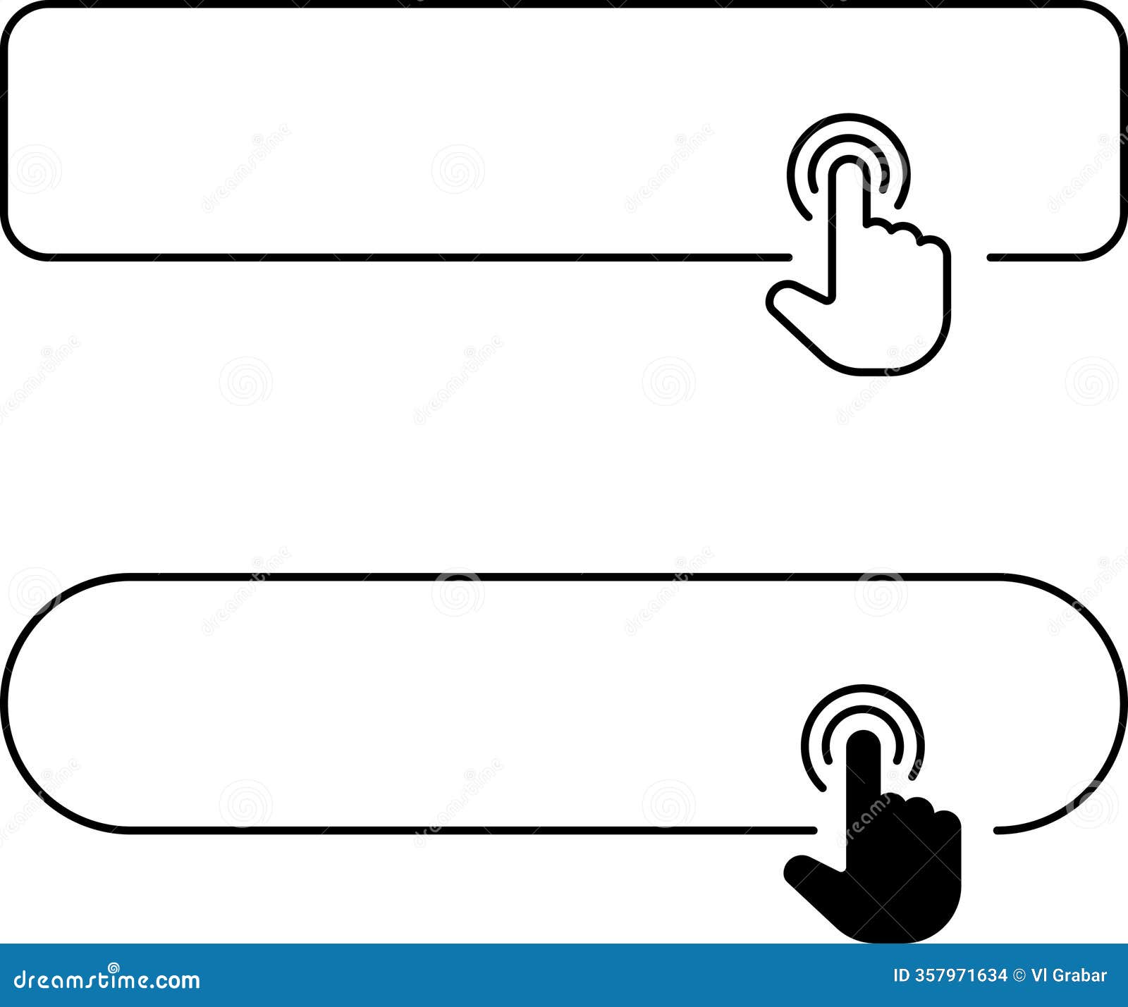 Click Cursor Button with Hand Pointer Clicking. Click Here Web Button Sign Stock Illustration ...
