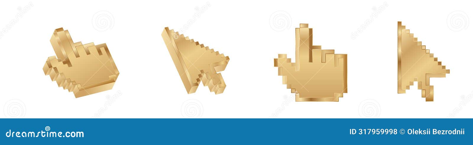 Click Cursor 3d Gold Icon. Computer Mouse Pointer Golden Arrow Stock ...
