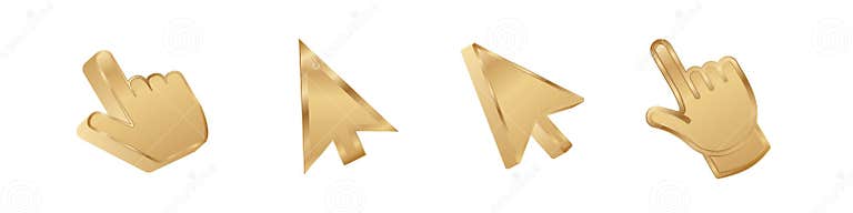 Click Cursor 3d Gold Icon. Computer Mouse Pointer Golden Arrow Stock ...