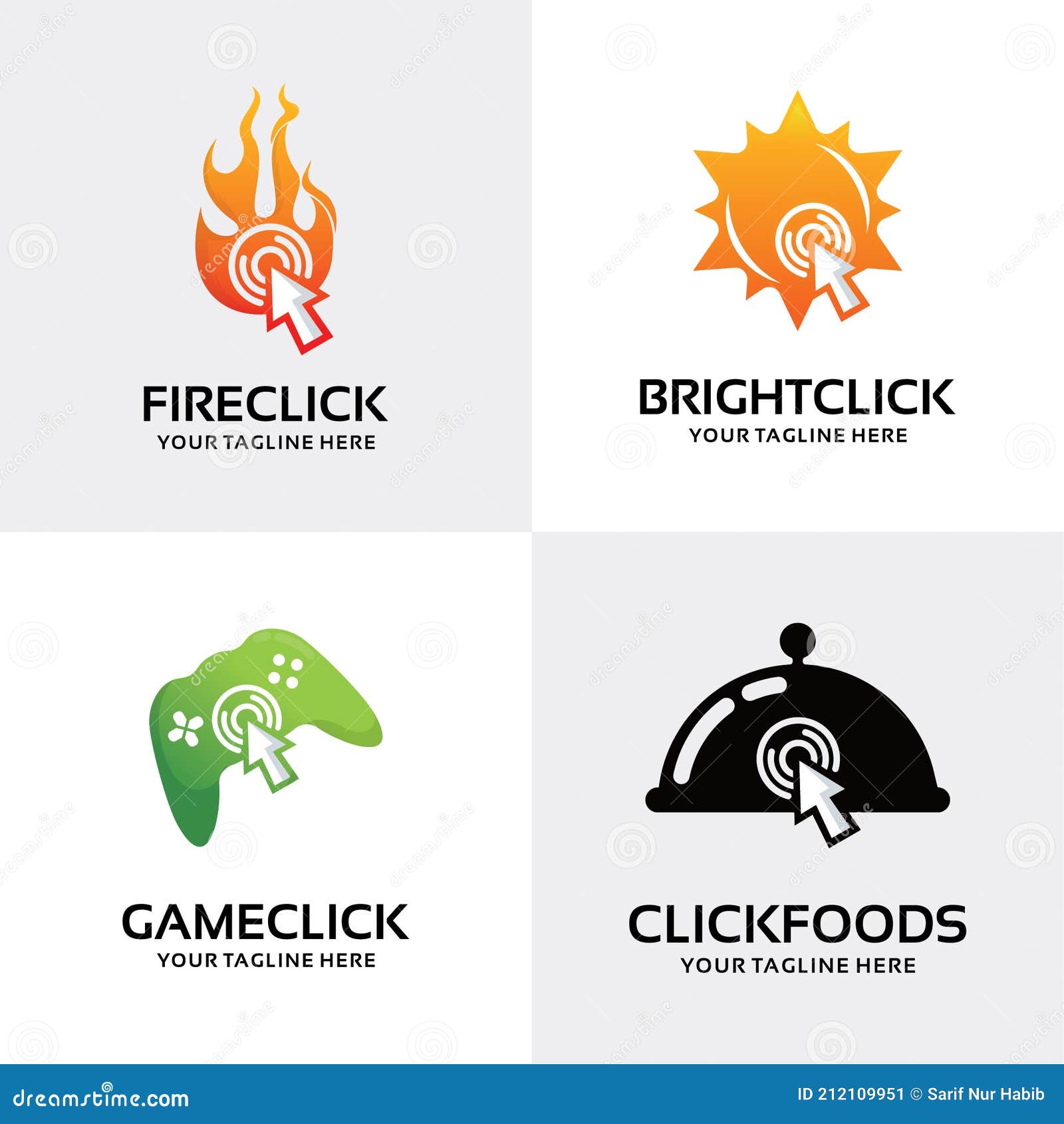 Click Cursor Logo Set Design Template Collection Stock Vector ...