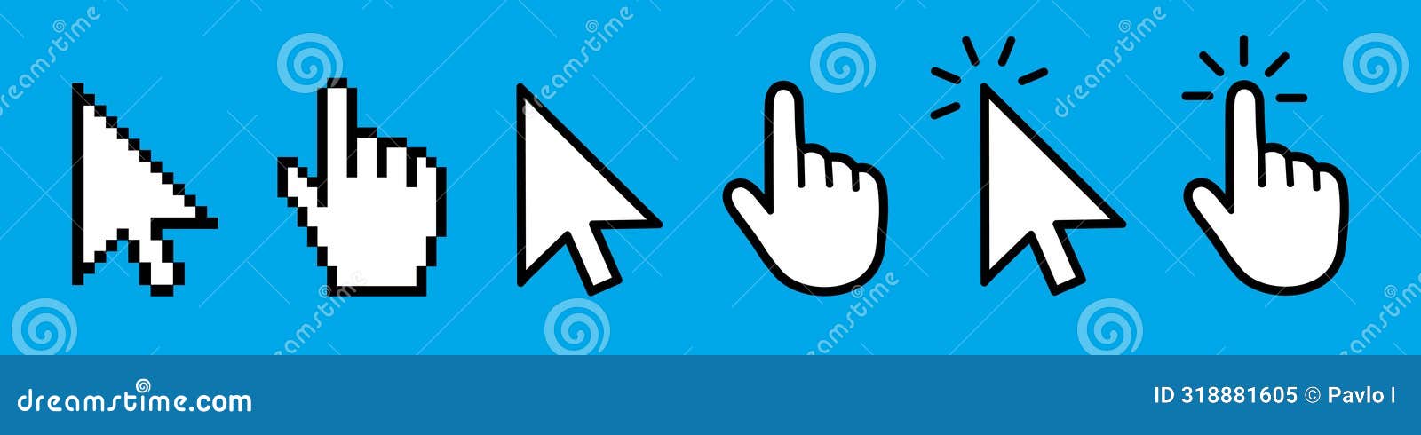 Click Cursor Set, Arrow And Hand Pointer Cartoon Vector | CartoonDealer ...
