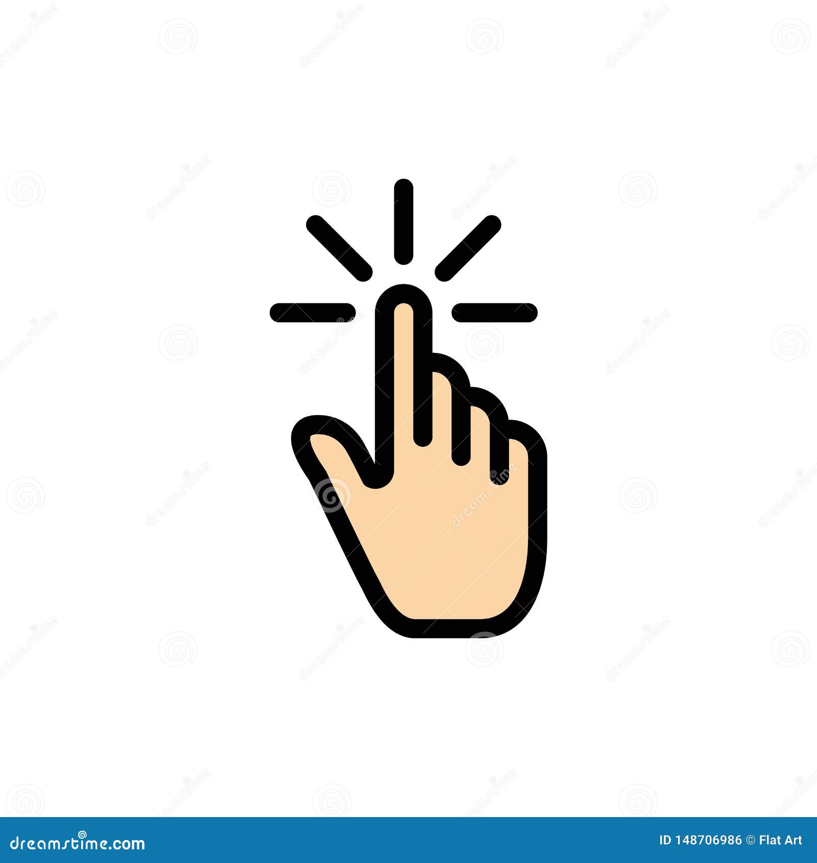Click, Finger, Gesture, Gestures, Hand, Tap Flat Color Icon. Vector ...