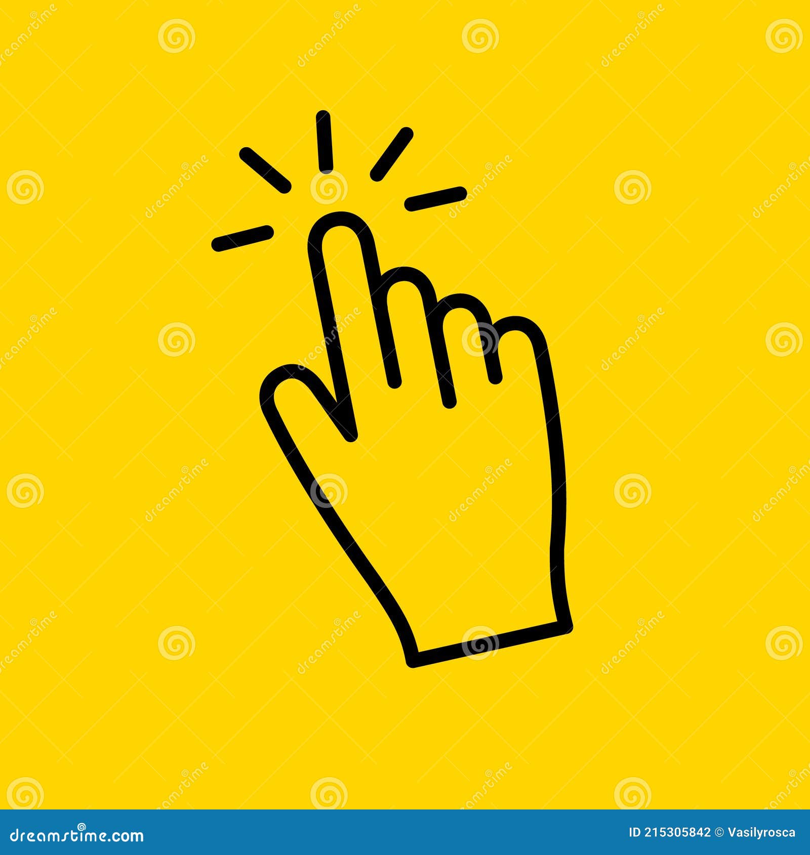 Finger Mouse Cursor For UI Button Design. Click Line Symbol Cartoon ...