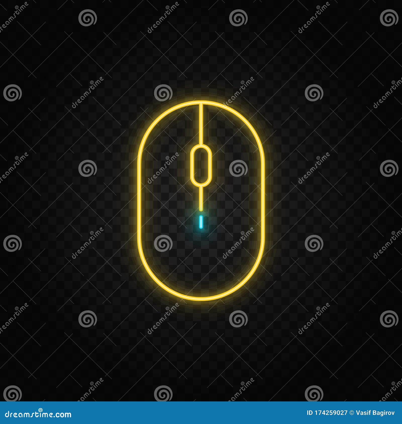 Click, Hardware, Mouse. Blue and Yellow Neon Vector Icon Stock Vector ...
