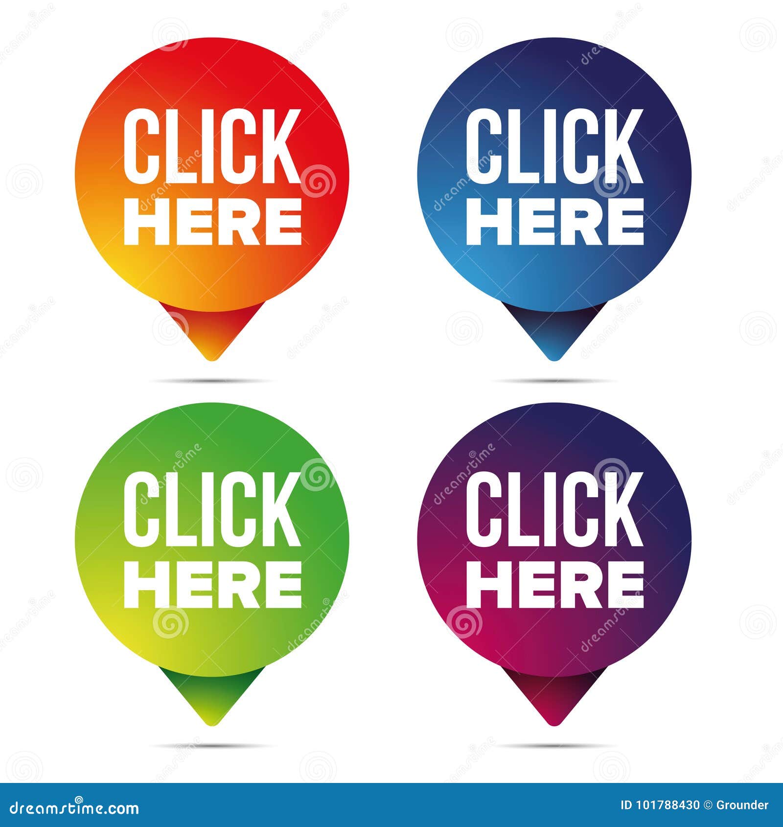 Click Here Button Call To Action Stock Vector - Illustration of shadow ...