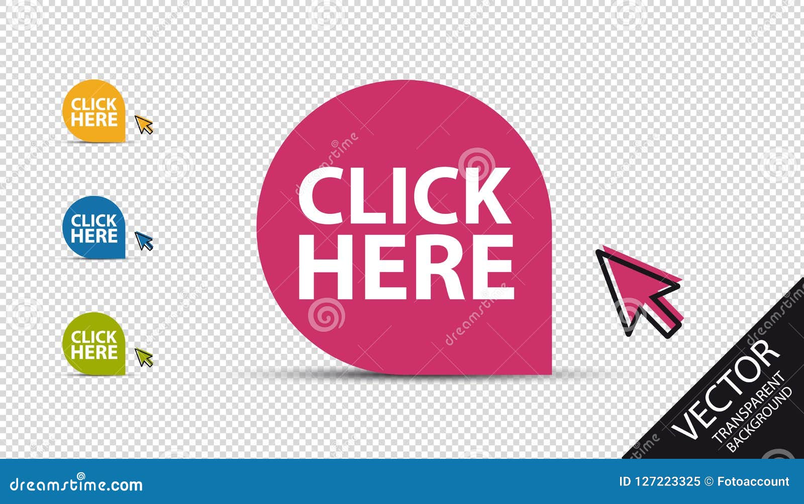 Click Here Button - Colorful Vector Illustration with Mouse Arrow ...