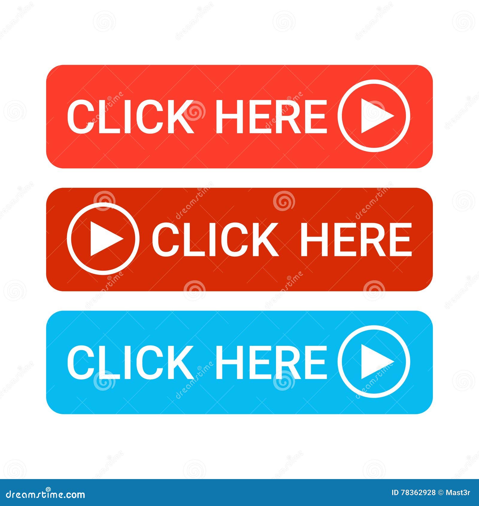 Click Here Button Colorful Web Icon Set Stock Vector - Illustration of ...