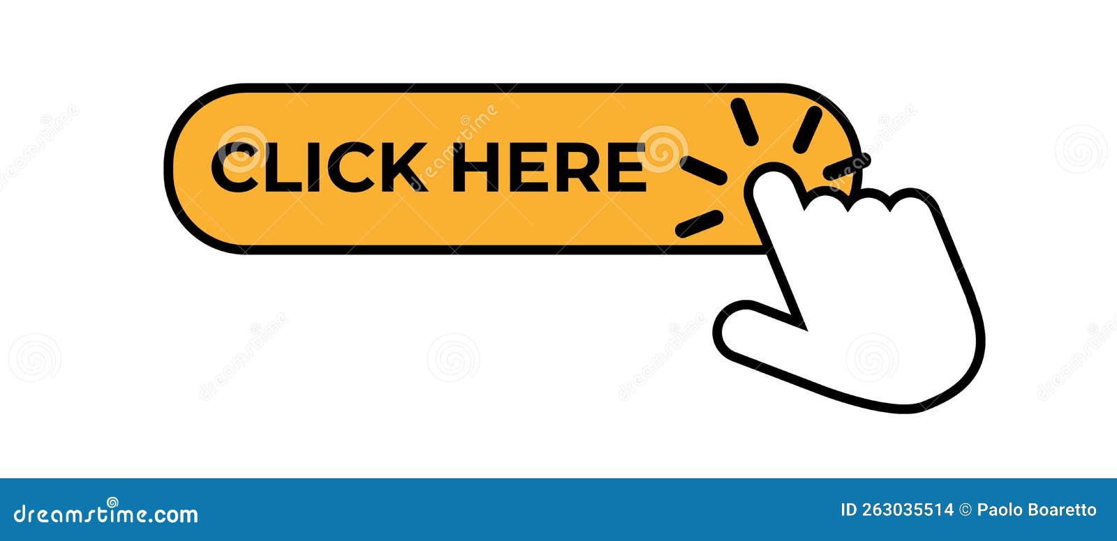 Click Here Button with Hand Clicking Icon. Click Here Vector Web Button. Web Button with Action ...