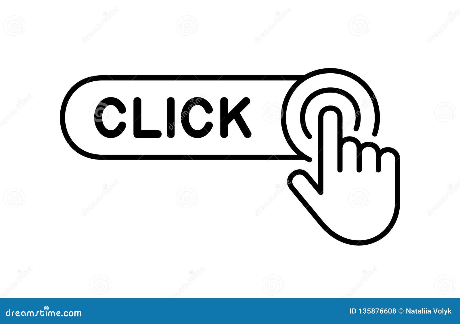 Click Here Button with Hand Icon Stock Vector - Illustration of graphic ... Click Here Button with Hand Icon Stock Vector - Illustration of graphic ...