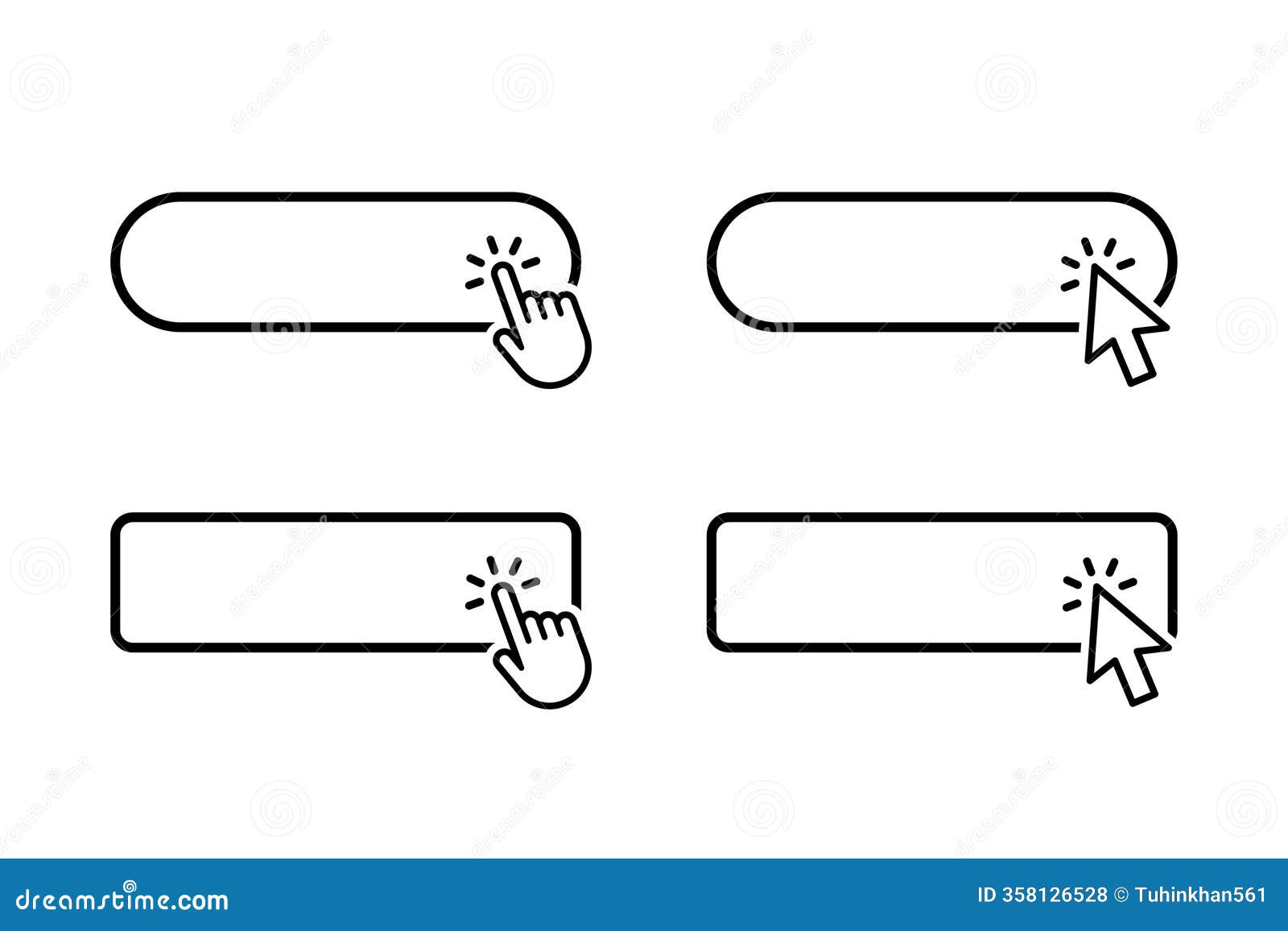 Cursor Computer Pointer Line And Silhouette Icon Set Arrow And Hand