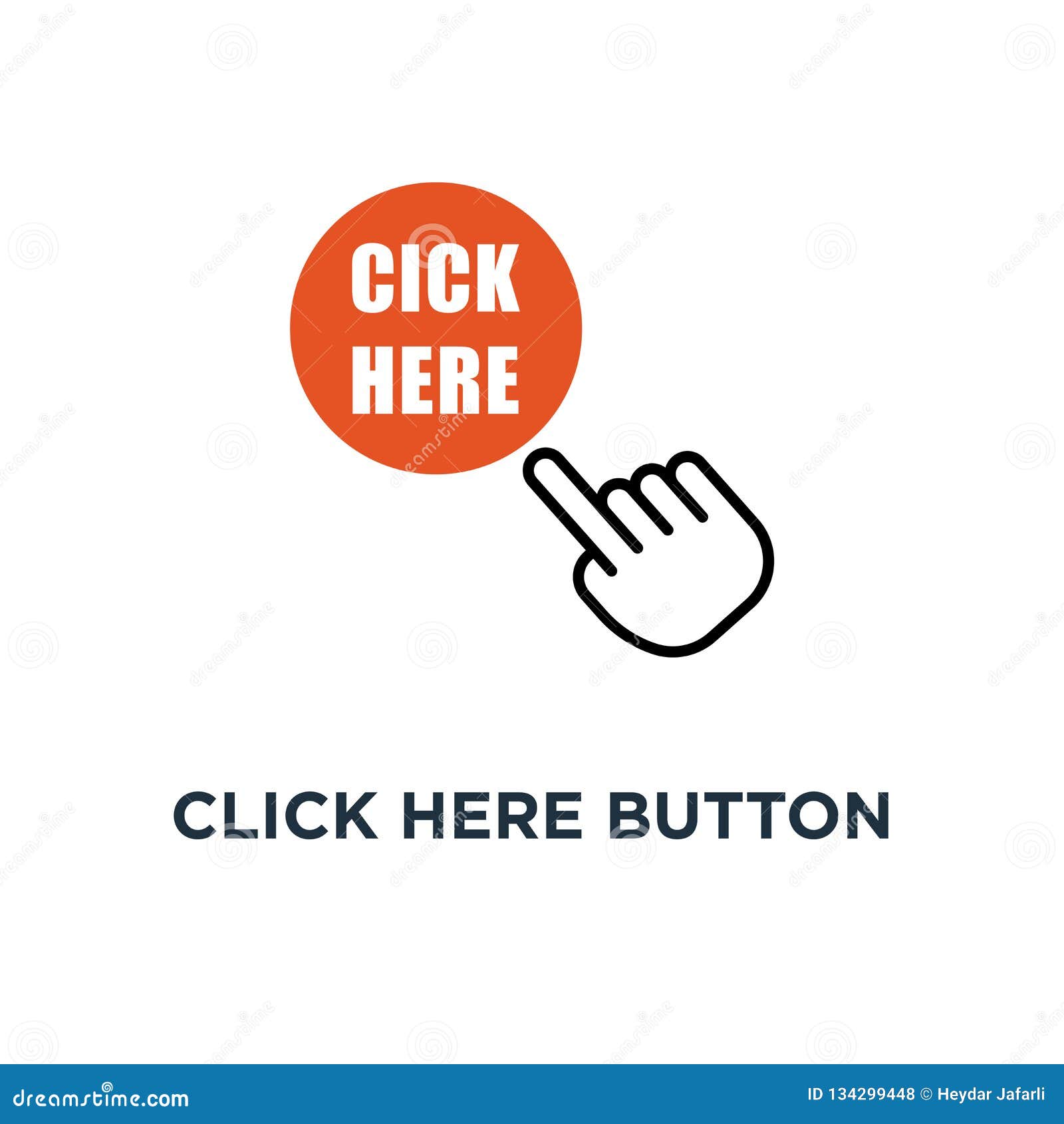 Click Here Button with Hand Pointer Clicking Icon. Click Here Bu Stock ...