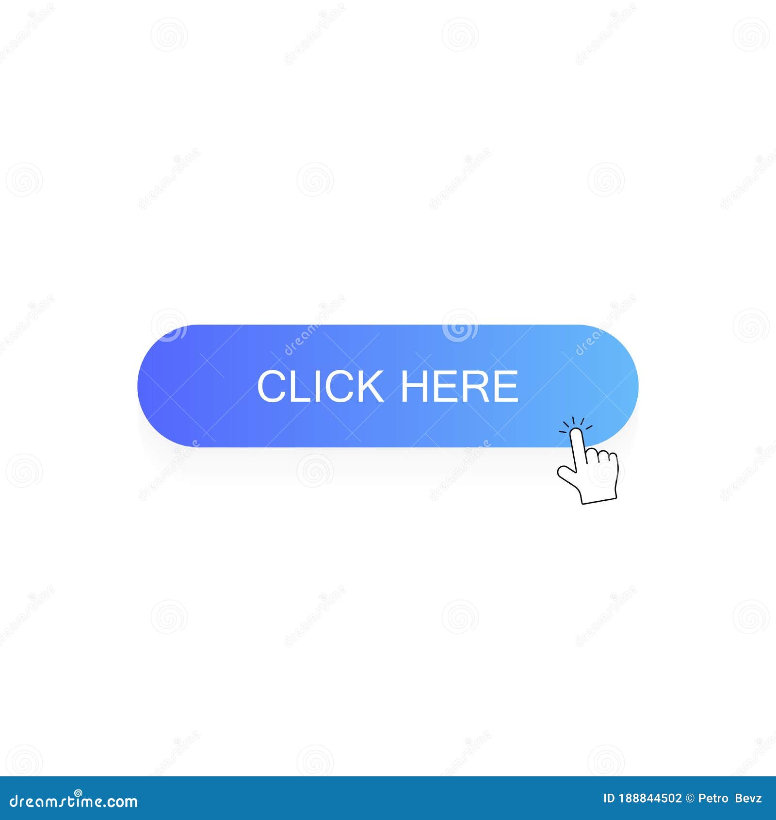 Click Here Button with Hand Pointer Clicking. Modern Flat Style Vector ...