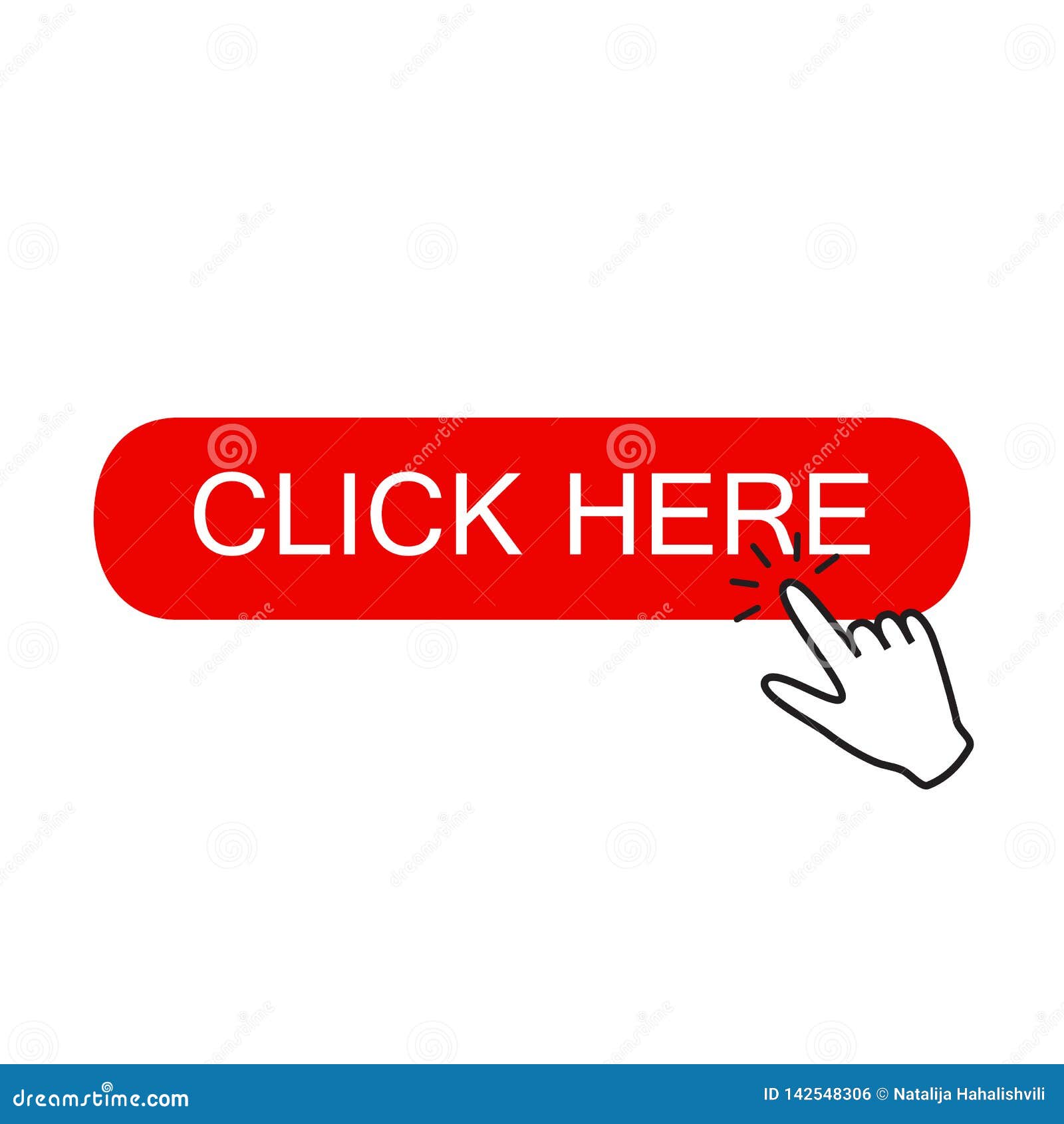 Click Here Button with Hand Pointer Clicking. Stock Vector ...