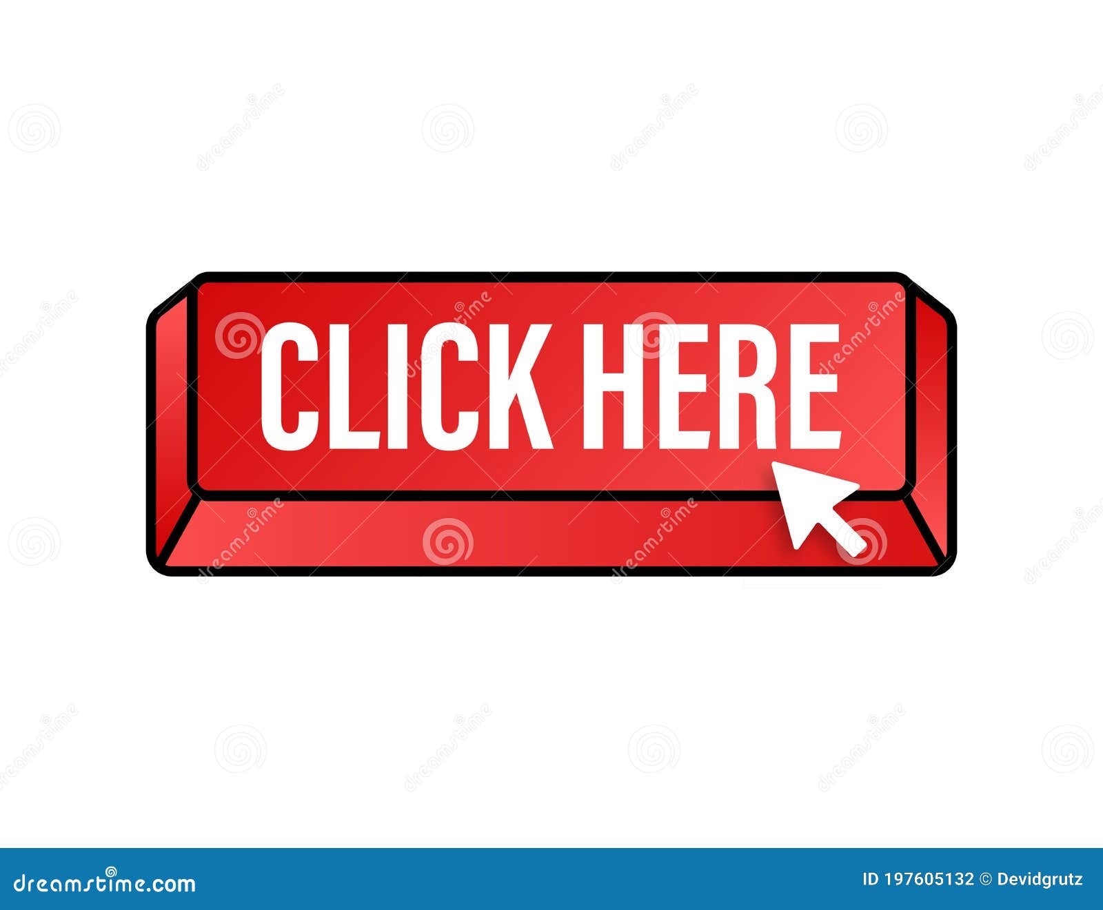 Click Here Button with Hand Pointer Clicking. Vector Stock Illustration ...