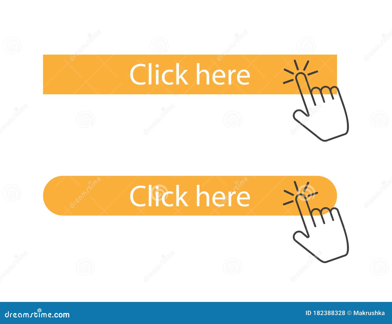 Click Here Button with Hand Touching on it. Isolated Cursor in Flat ...