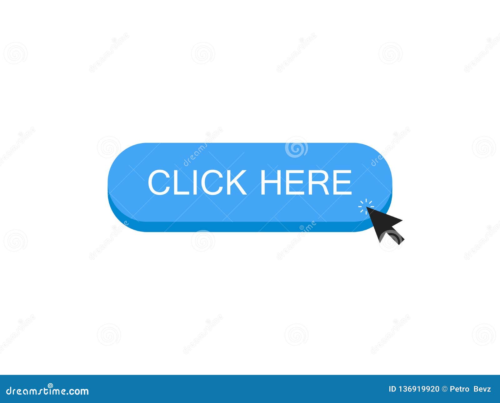 Click Here Button with Mouse Clicks on an Object. Modern Vector ...