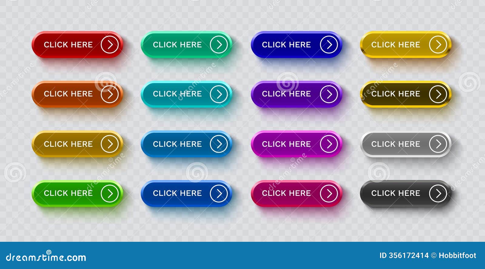 Click Here Button Set, Link Mouse Click, Transparent Background. Vector ...