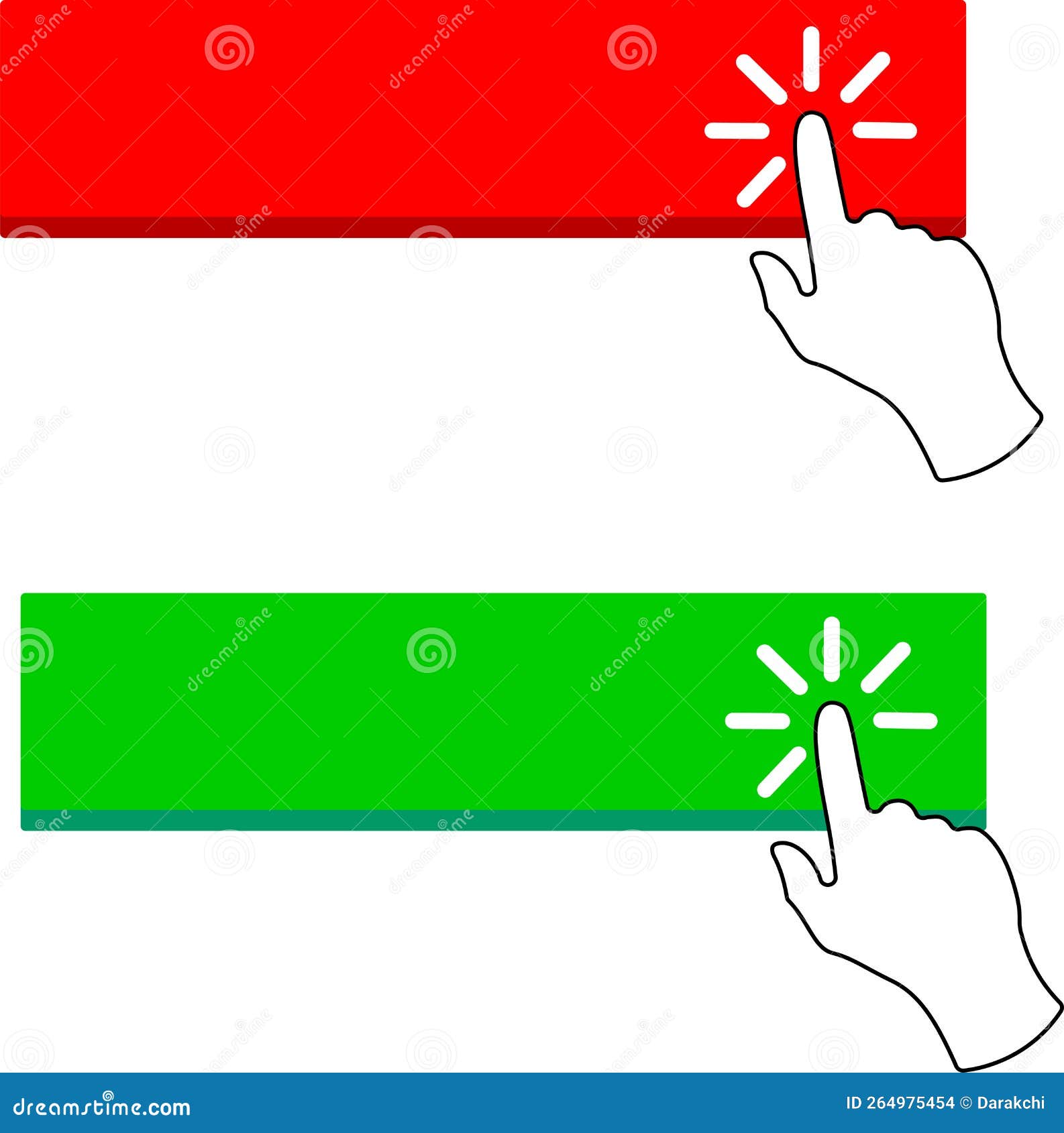 Click Here Buttons Templates Set with Hand Pointer Stock Vector ...