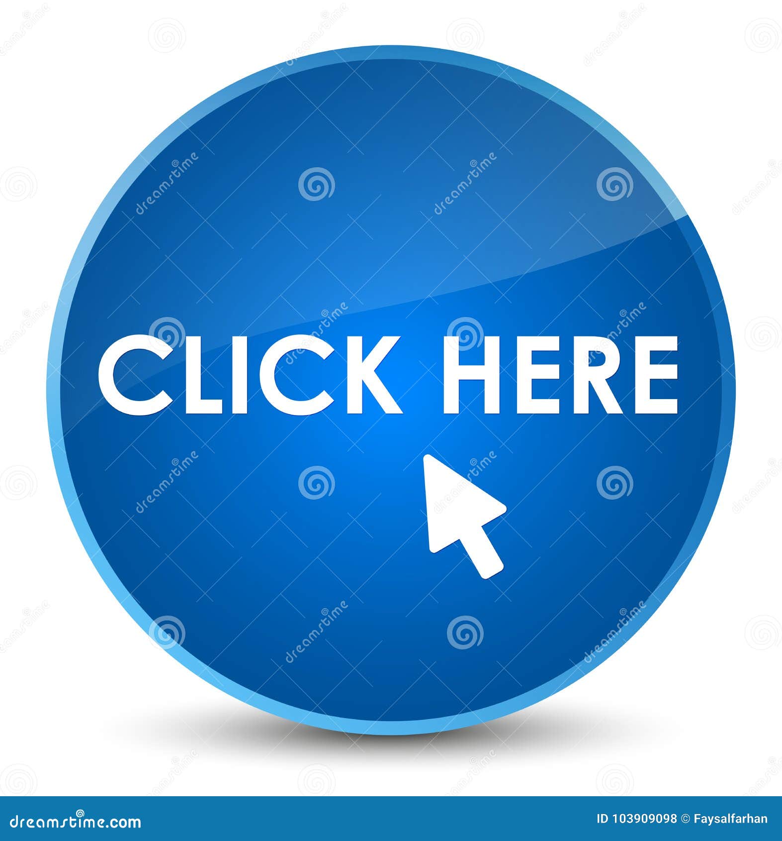 Click Here Elegant Blue Round Button Stock Illustration - Illustration ...
