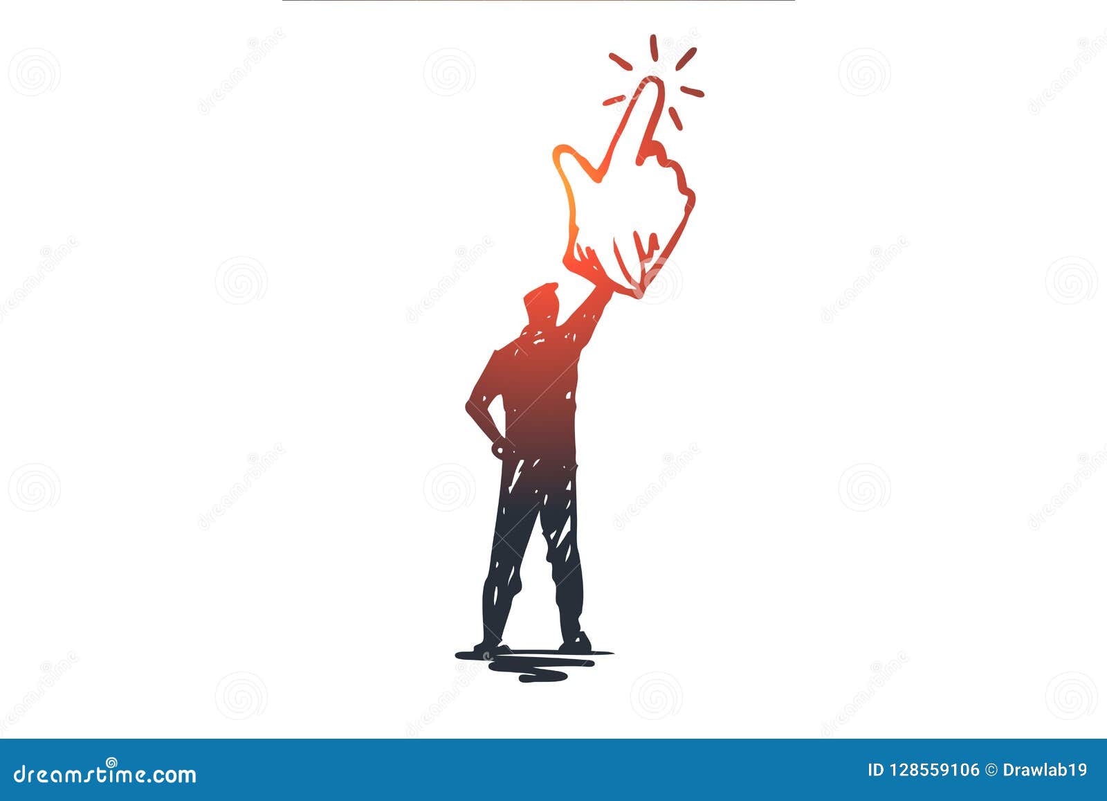 3d Man Push Up Big Red Concept Future Arrow Royalty-Free Stock ...