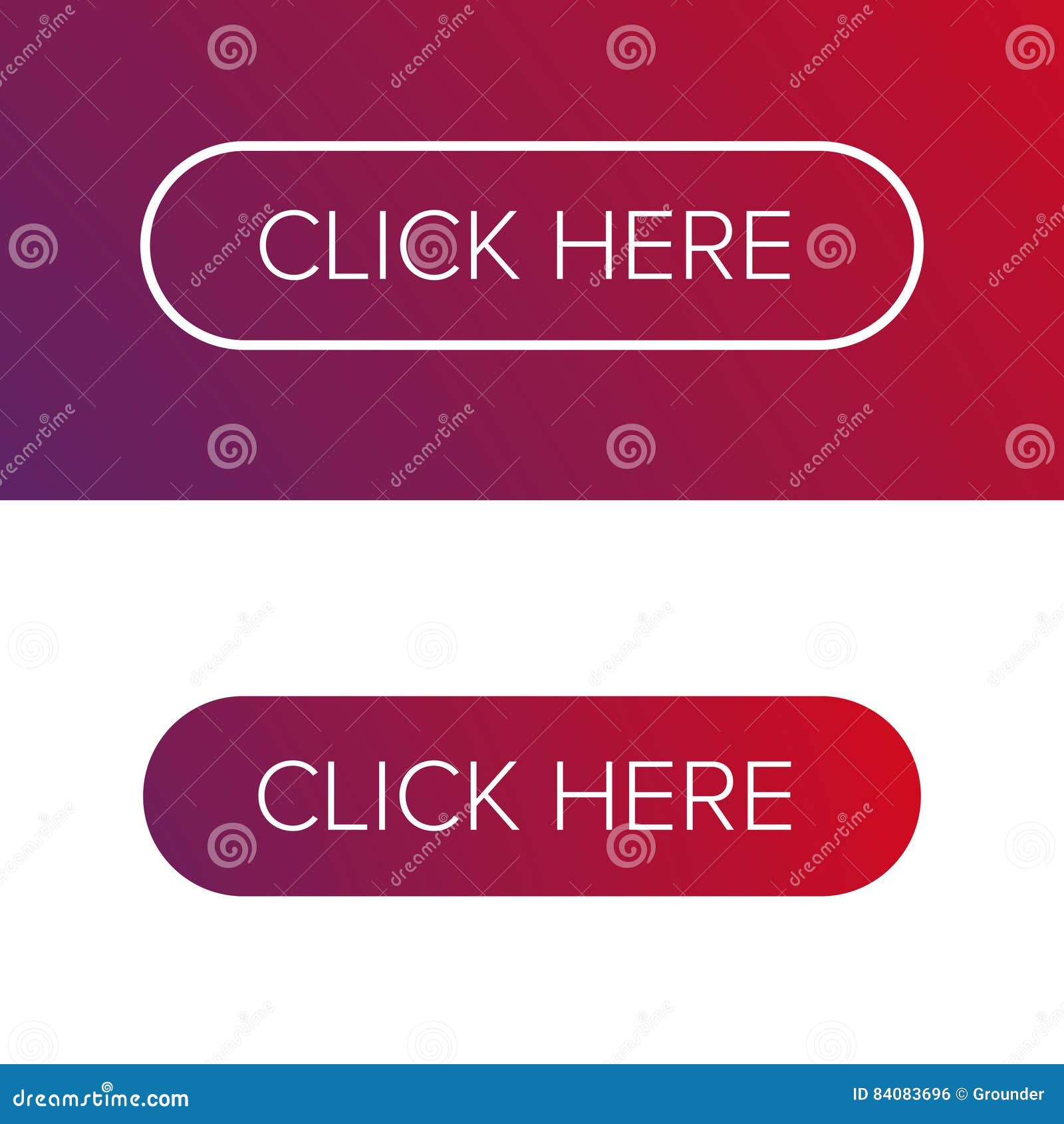 Click Here flat button set stock vector. Illustration of flat - 84083696