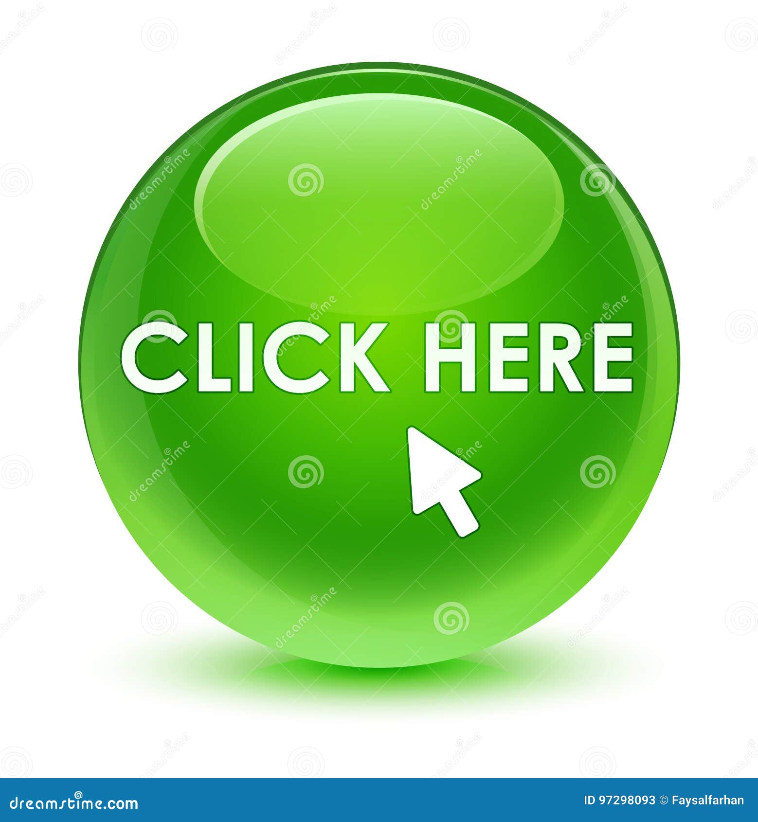 Click Here Glassy Green Round Button Stock Illustration - Illustration ...
