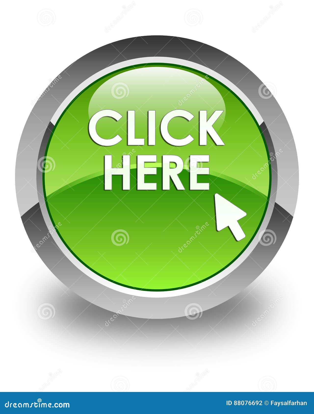 Click Here Glossy Green Round Button Stock Illustration - Illustration ...