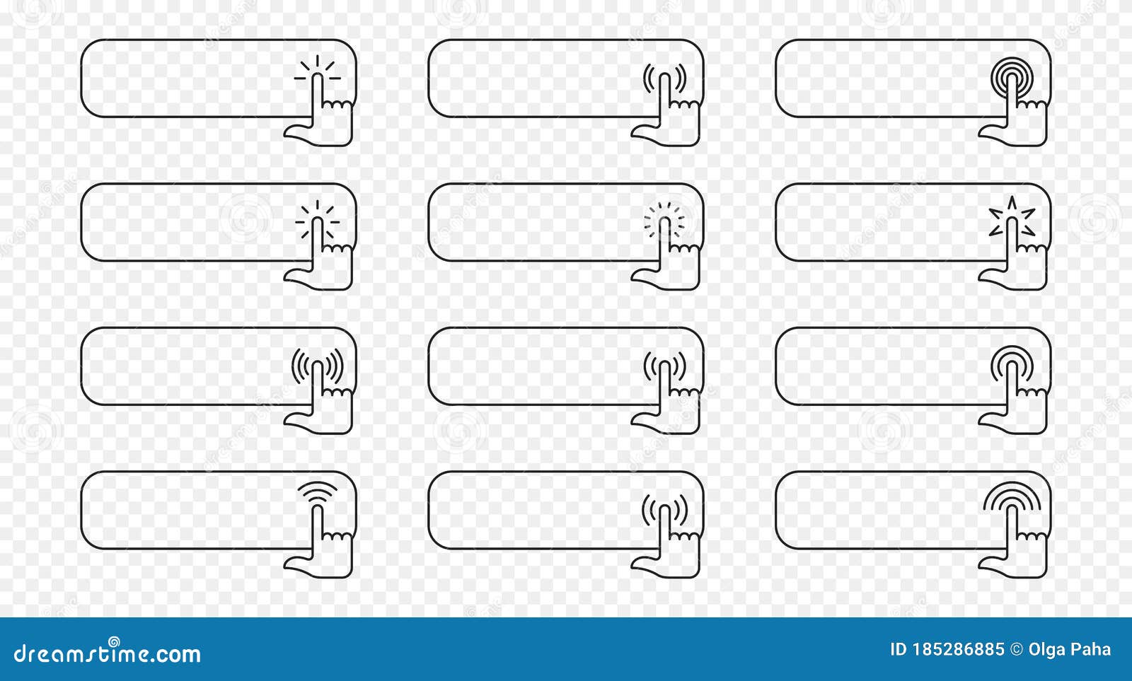 Click here hand set 12 stock vector. Illustration of frame - 185286885