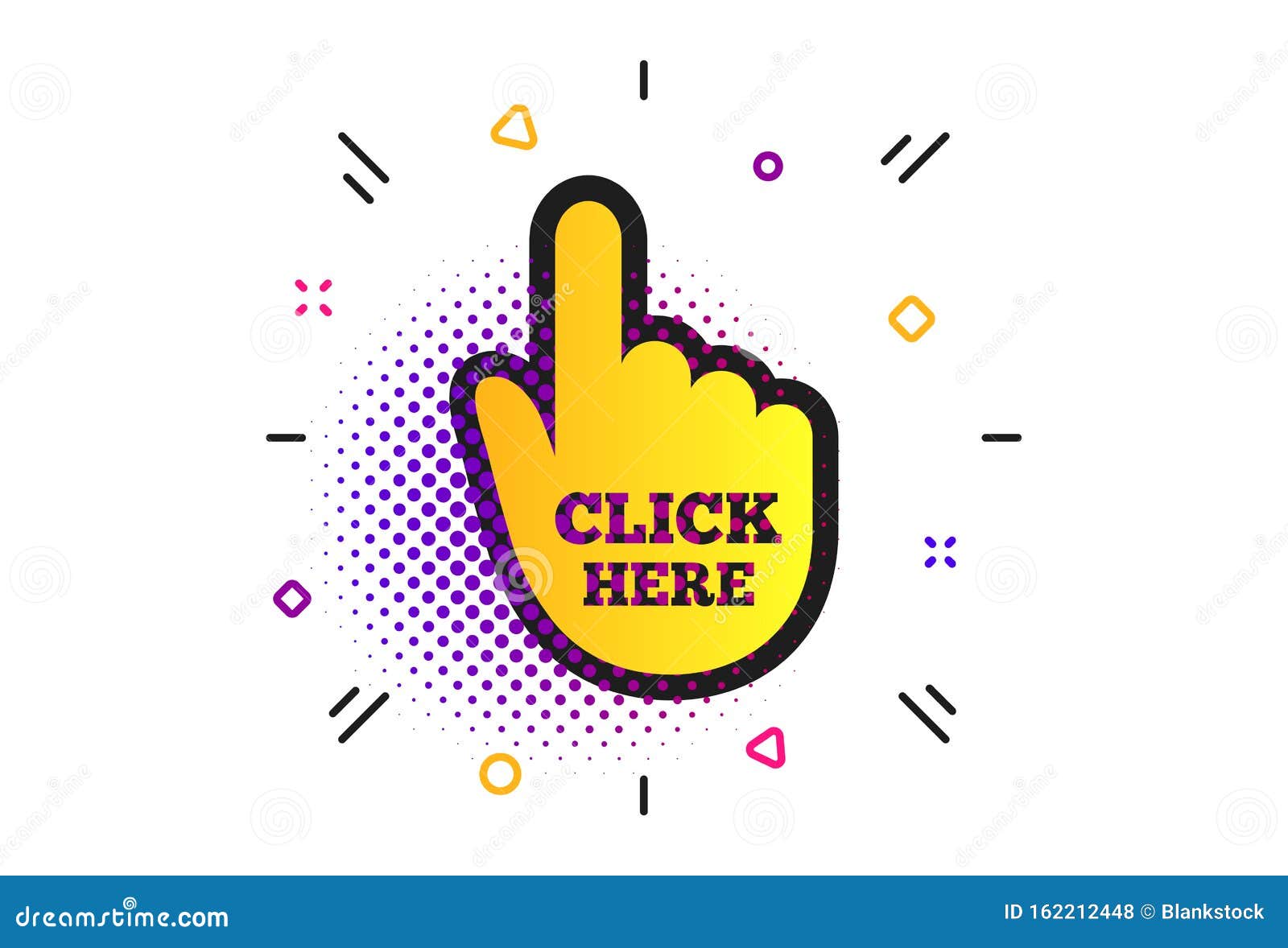 Click Here Hand Sign Icon. Press Button. Vector Stock Vector ...