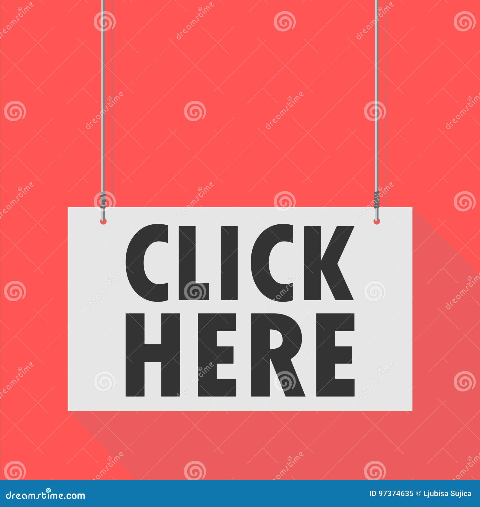 Click here Hanging Sign stock vector. Illustration of bubble - 97374635
