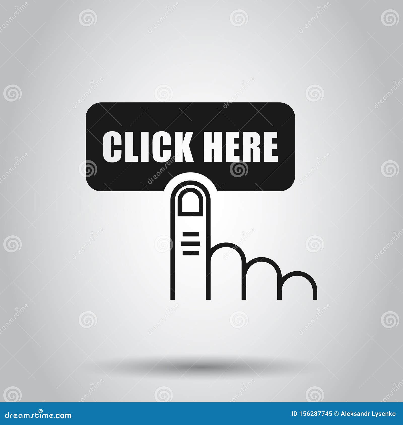 Click Here Icon in Flat Style. Finger Cursor Vector Illustration on ...