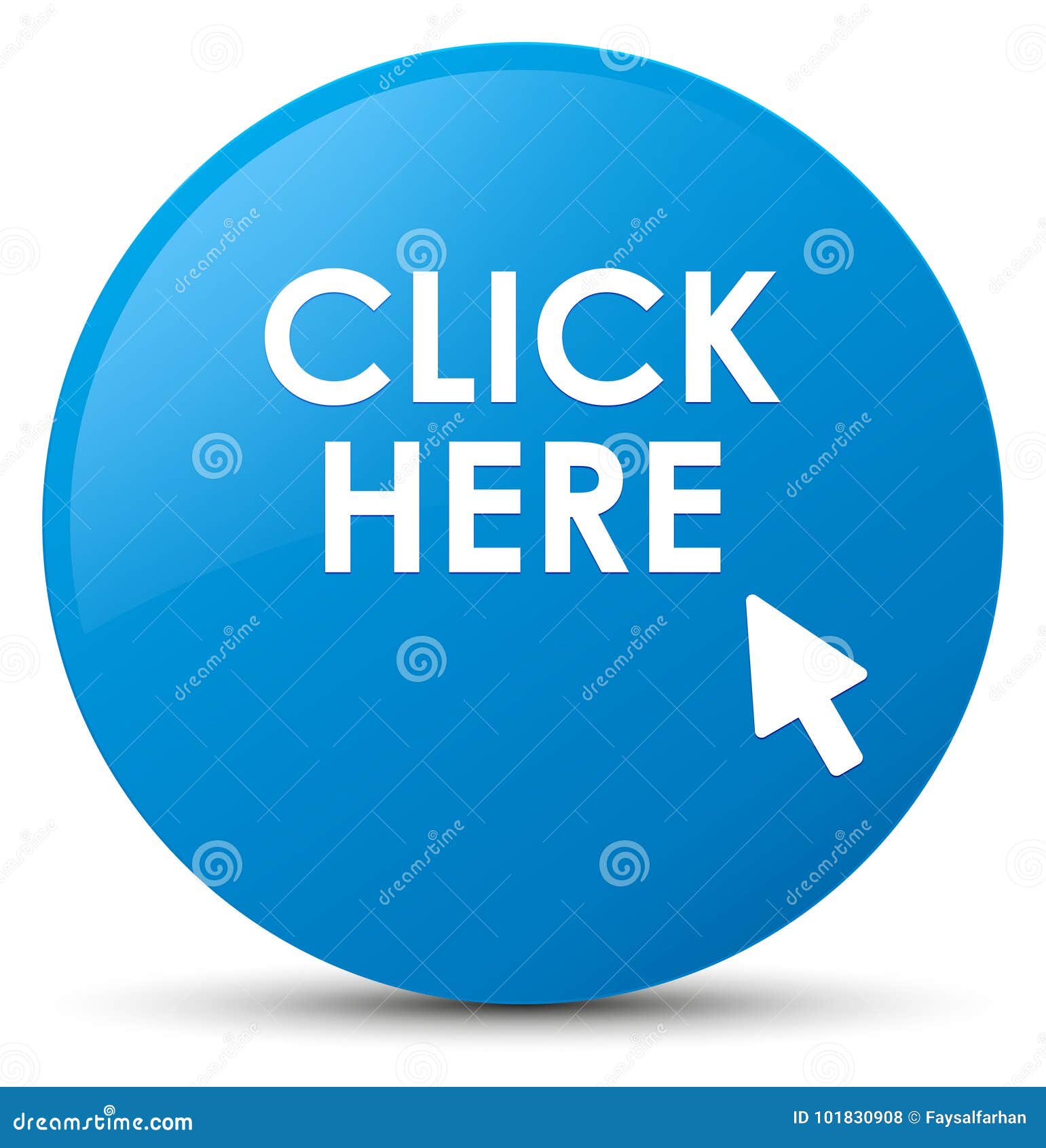 Click Here Cyan Blue Round Button Stock Illustration - Illustration of ...