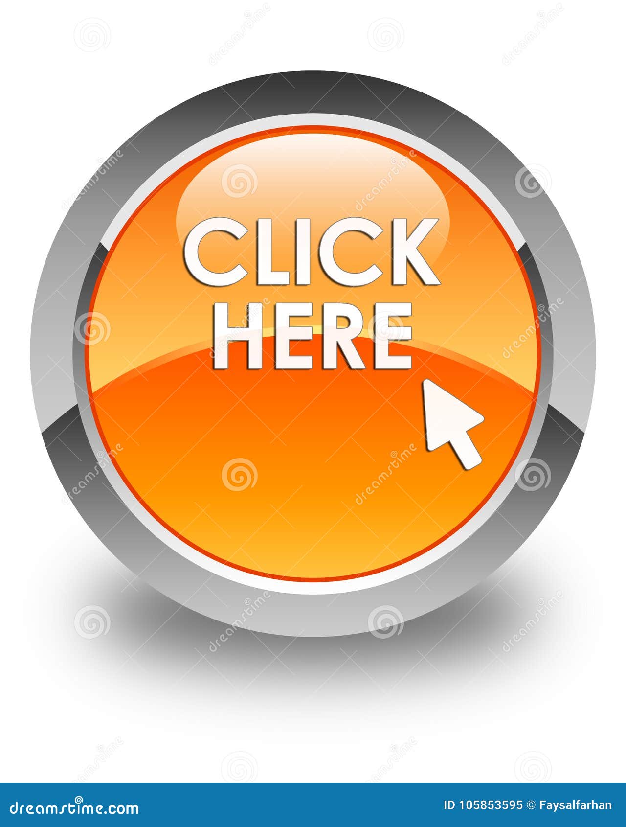 Click Here Glossy Orange Round Button Stock Illustration - Illustration ...