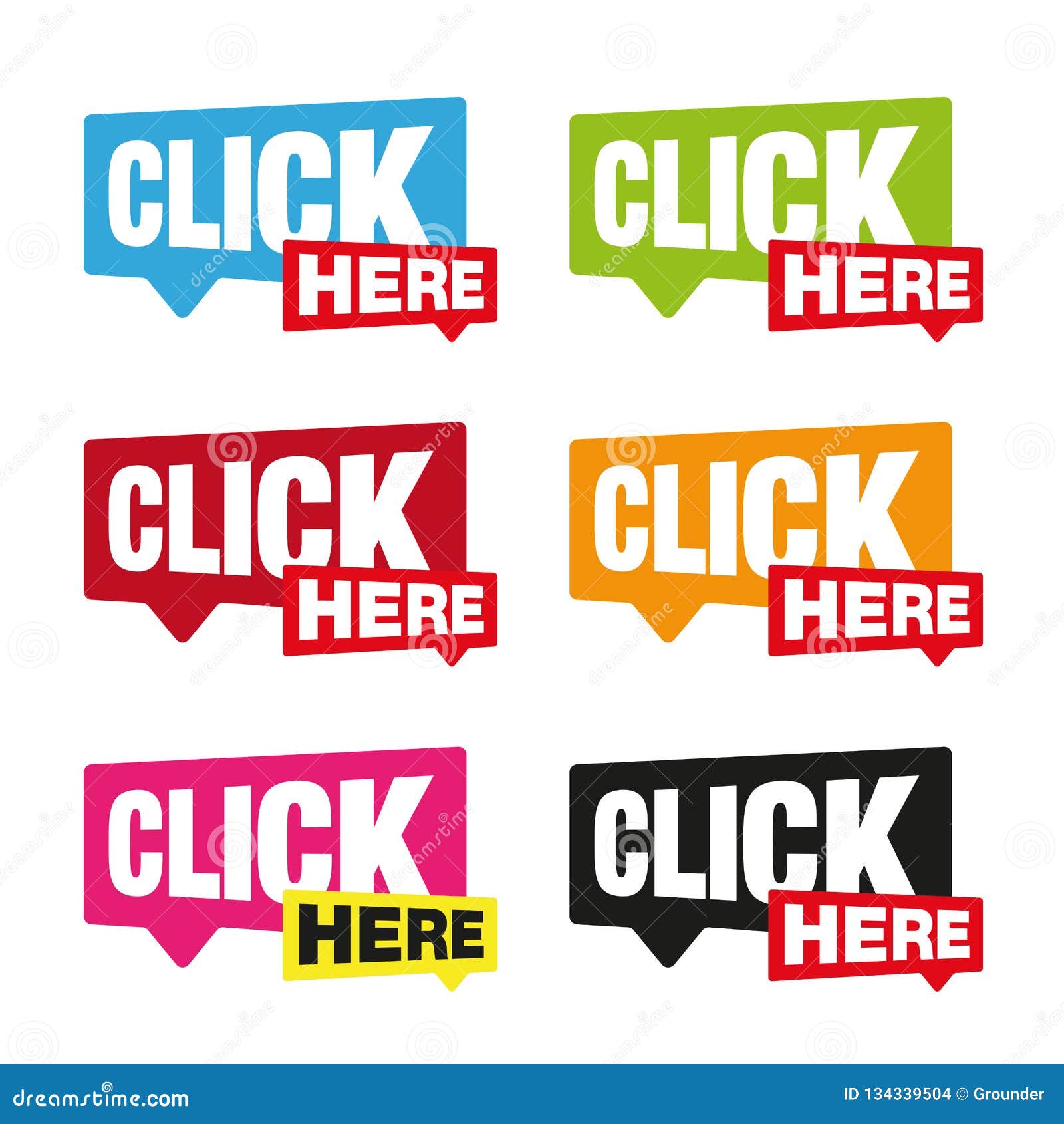 Click Here label button stock vector. Illustration of business - 134339504