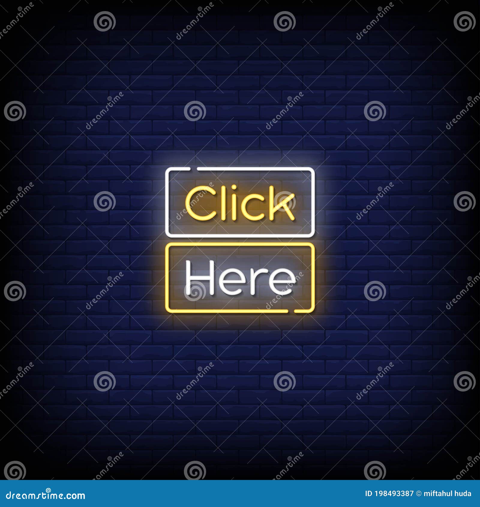 Click Here Neon Signs Style Text Vector Stock Vector - Illustration of ...