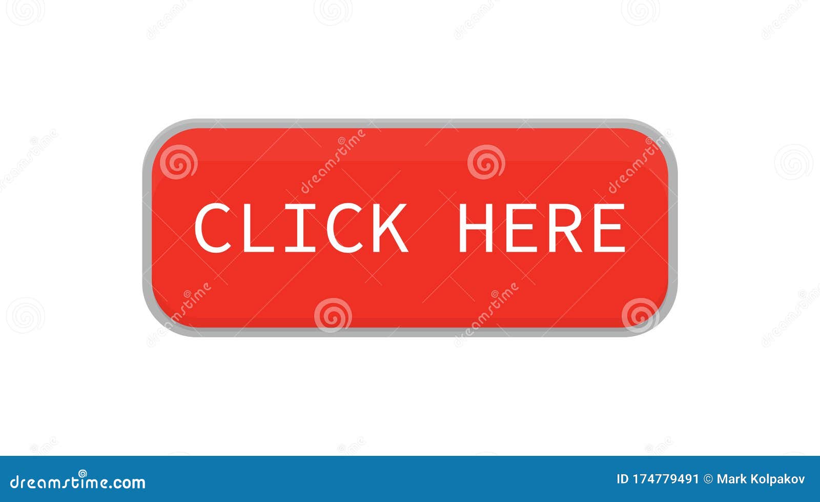 Click Here Red Button on Flat. Web Banner Vector Illustration. Stock ...