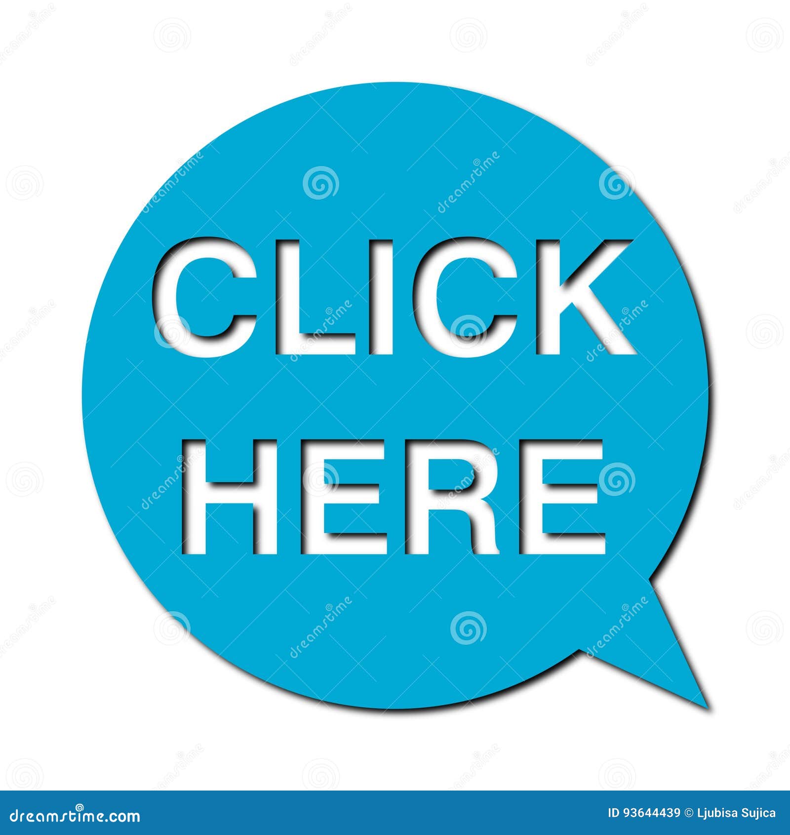 Click Here with Shadow, Speech Bubble Stock Illustration - Illustration ...