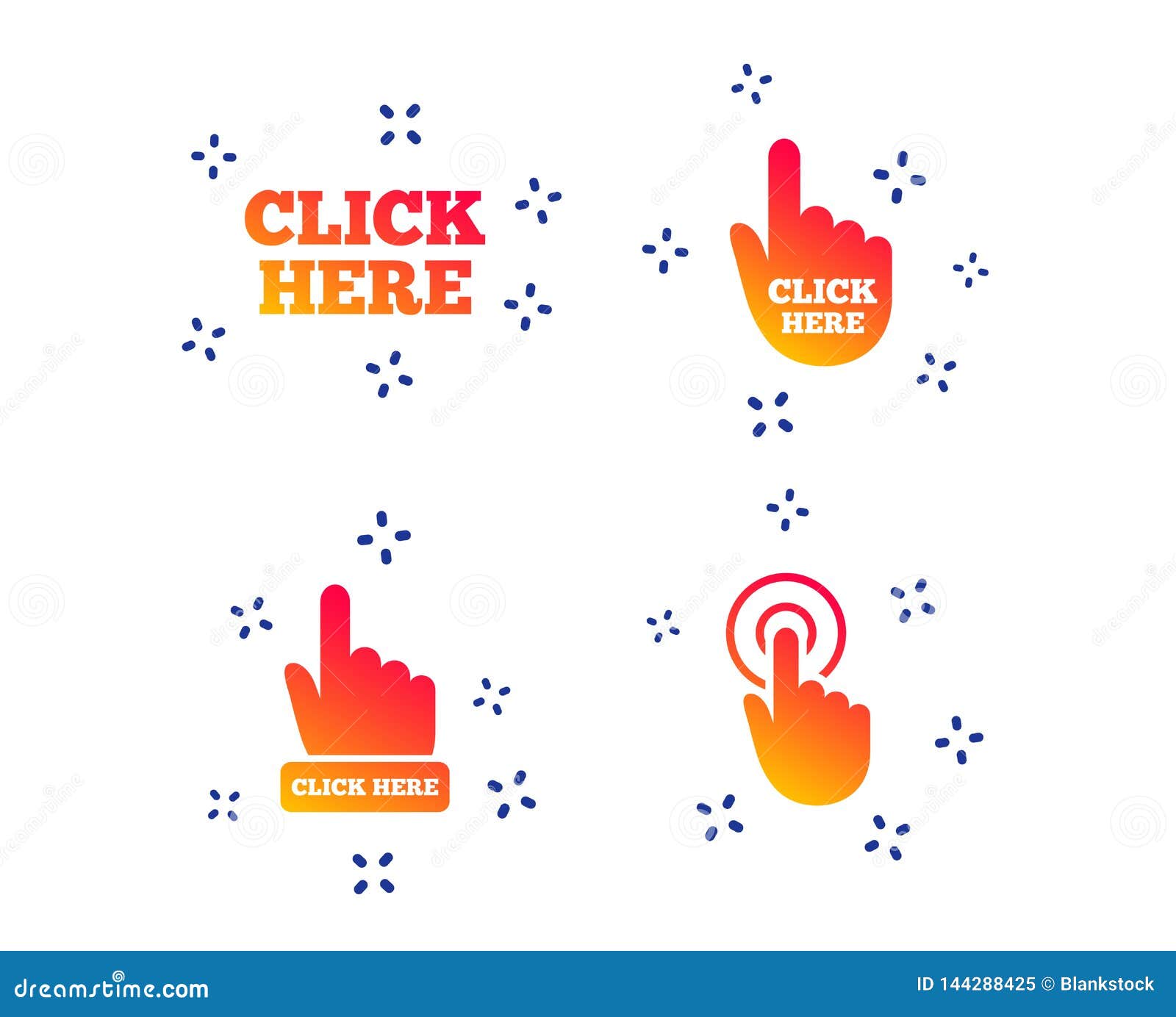 Click Here Signs. Hand Press Icons. Vector Stock Vector - Illustration ...